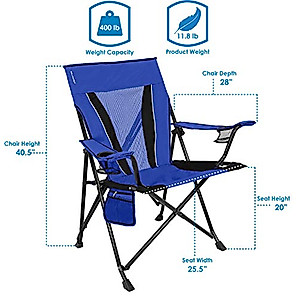 Kijaro XXL Dual Lock Portable Camping and Sports Chair, Diamond Ripstop Polyester, Cayman Blue Iguana