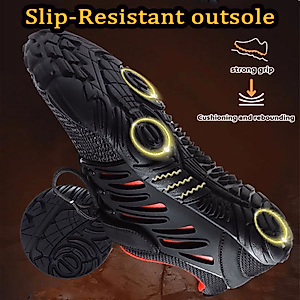 MIFAWA Barefoot Shoes Men's Black/Red, Zero Drop, Wide Toe Box, Rubber Sole, Hiking, Size 11