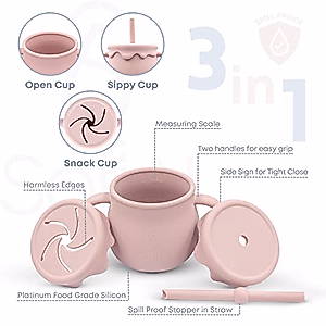 SofiAl Baby Led Weaning Supplies - Silicone Baby Feeding Set - Suction Bowl Divided Plate Bib Spoon Fork Straw Sippy Cup - Toddler Self Feeding Utensils - Infant First Stage Blw Dish 6 Months – 11pcs