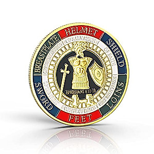 5 Pieces Armor of God Gold Plated Challenge Coins Prayer Commemorative Collector Coins