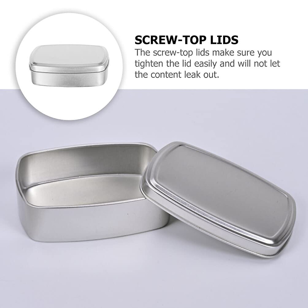 COHEALI Aluminum Tin Cans 4pcs Rectangular Empty Hinged Tin with Lid Aluminum Jar for Storage Pin Candy Jewelry Craft (9.5X7X2.8CM)