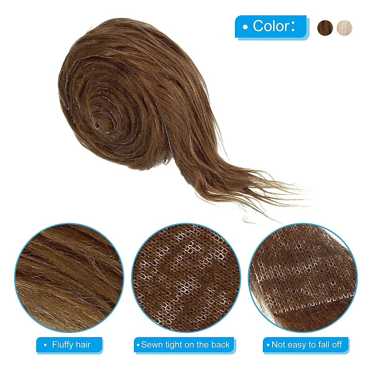 PATIKIL Plush Faux Fur Fabric Precut Strips, 2 Pcs 59" x 2" Fluffy Faux Fur Ribbon for DIY Crafts Christmas Halloween Gnome Beard, Brown, Khaki