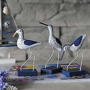 3 Pcs Wooden Seagull Figurine Nautical Decorations Ornaments Mediterranean Style Coastal Beach Garden Room Decoration for Bedroom (Mixed)