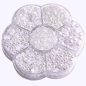 5900 Pcs Half Pearls for Crafts White Nail Pearls for Nail Art Falt Back Pearls for Makeup Craft Pearls for Artists Creative DIY Flatback Pearls for Nails（2/3/4/5/6/8/10mm）