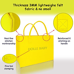 Golden cicada felt tote bags,reusable grocery bag It's a collapsible tote bag with handles suitable for reuse bags(yellow, Medium (16Lx11.8Wx7.1Hin)'