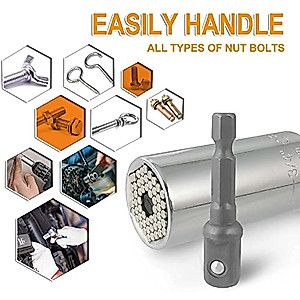 Gifts for Men Universal Socket Tools - Christmas Stocking Stuffers for Men Gadgets Cool Stuff Super Universal Socket Set with Power Drill Adapter 7-19mm Gift Ideas for Dad Mom Husband Women