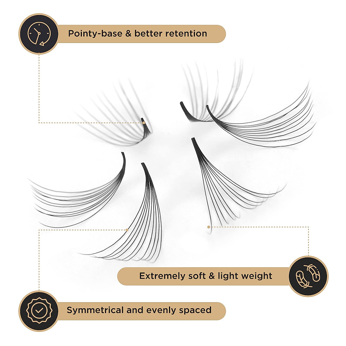LASHVIEW 1000 Premade Volume Eyelash Extensions Mixed Tray 10D D Curl Premade Lash Fans Pointed Handmade Thin Base (10D-0.07D,9-16mm)