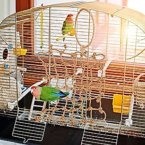 POPETPOP Pet Climbing Rope Net Bird Climbing Rope Ladder Parrot Cage Hanging Toys for Small Animal Hamster Conures Parrots Love Birds Finches