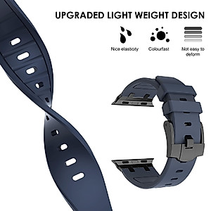 NewWays for Apple Watch Ultra Band 49mm 45mm 44mm 42mm for Men, AP Wide Sport Liquid Silicone Rubber Band with Stainless Steel Adapter for Apple Watch Band for iWatch Series 8 7 6 5 SE Ultra Luxury