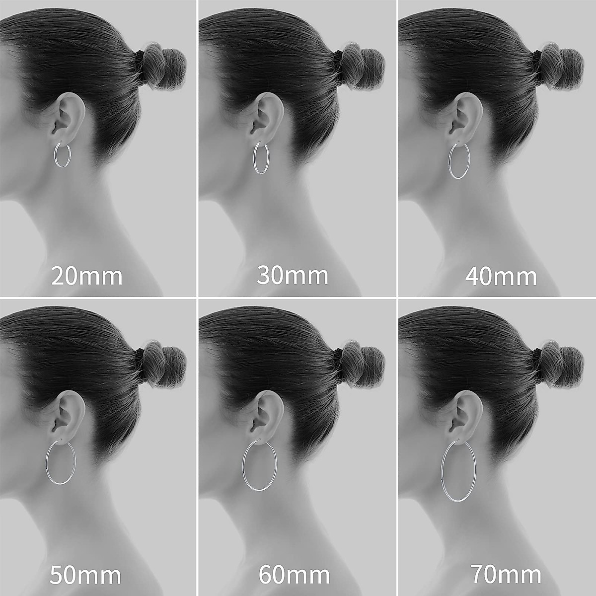 Gacimy Medium Silver Hoop Earrings for Women 14K White Gold Plated, 925 Sterling Silver Post Hoops for Women, 40mm White Gold Medium Earrings