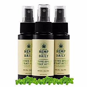 Hemp Daily Active Spray | Hemp Spray with Essential Oils | Vegan, Organic Ingredients | 2 Fluid Ounces, 3 Pack