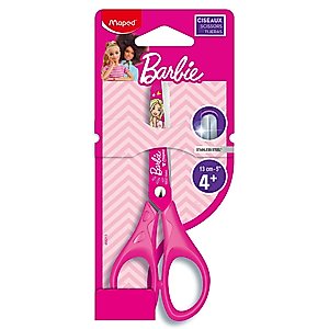 Maped - Barbie Scissors - Ergonomic Scissors - Round Tip Scissors - Official Barbie Licensed, Pink, 464213