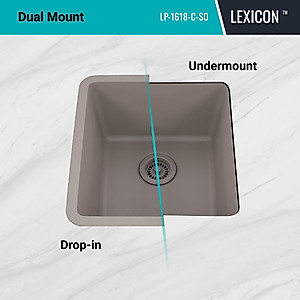 16" x 18" Quartz Kitchen Sink, Single Bowl Kitchen Sink, bar sink,Drop in Kitchen Sink, Granite Composite Kitchen Sink, Undermount Sink, Galaxy Concrete kitchen Sink, LP-1618-C-SO