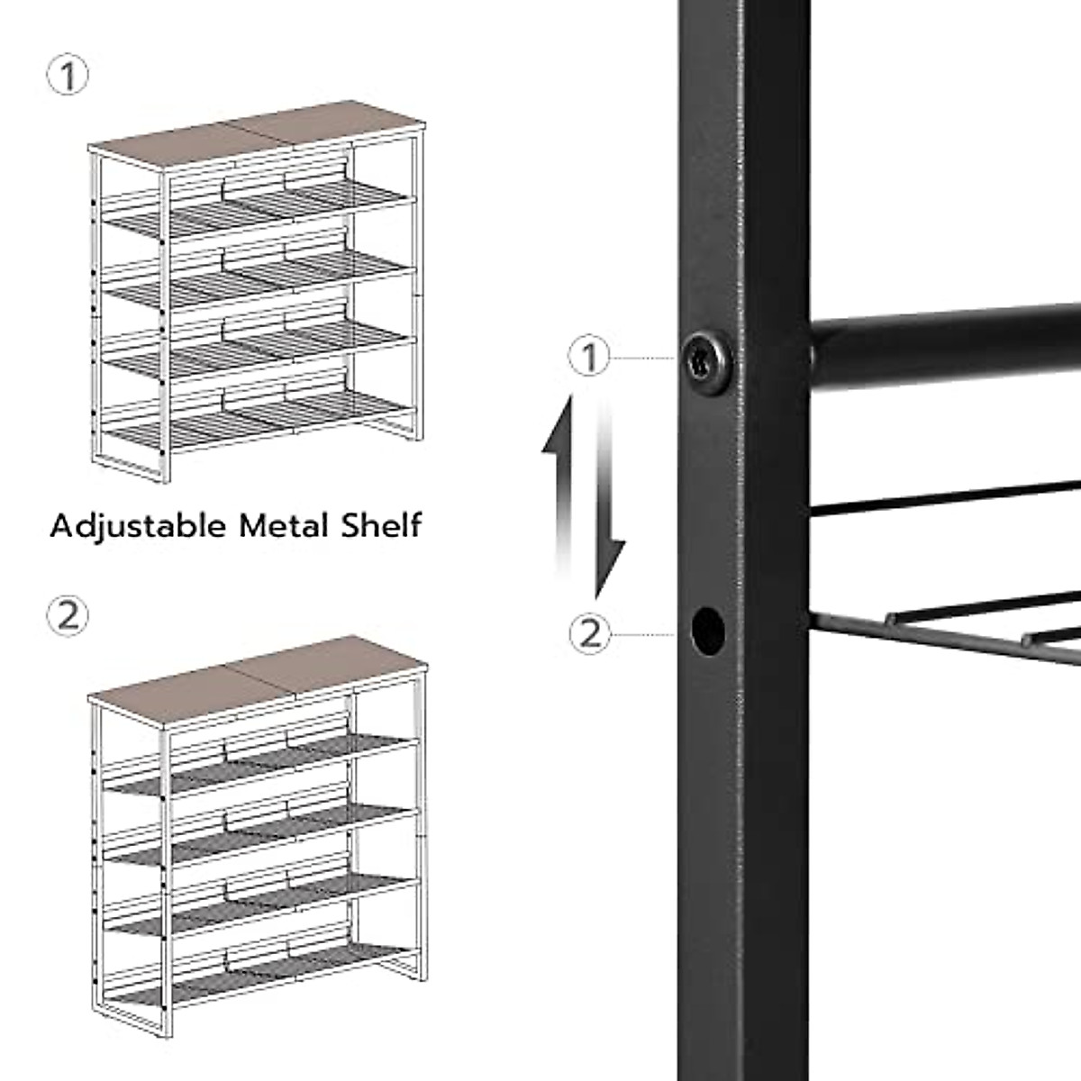 HOOBRO Shoe Rack, 5 Tier Shoe Organizer, Adjustable Shoe Shelves, Flat or Slanted, Holds 16-20 Pairs, Stable and Durable for Entryway, Closet, Rustic Brown and Black BF08XJ01