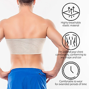 ORTONYX 6.25" Broken Rib Support Brace Unisex - Elastic Chest Wrap Comppression Support Belt - Rehabilitation of Cracked, Fractured, Dislocated Ribs Post-Surgery Aid S/M Beige / ACOX5226-BG-SM