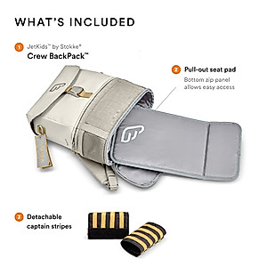 JetKids by Stokke Crew BackPack, White - Kid’s Lightweight Expandable Bag - Great for School & Travel - Adjustable & Water-Resistant - Best for Ages 2-7