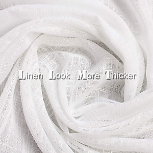 VOILYBIRD Palma Bronze Grommet Semi Sheer Curtains 84 Inch Length Light Filtering Draperies for Patio Door (52''W x 84''L, 2 Panels, White)