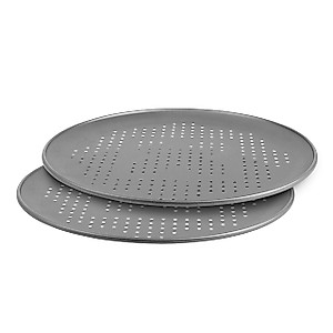 G & S Metal Products Company OvenStuff Nonstick 16-inch Pizza Crispers, Gray, Set of Two