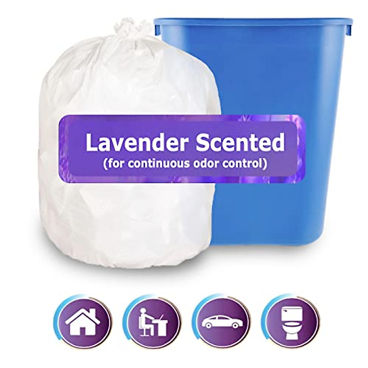 CCLINERS 4 Gallon Trash Bag Lavender Scented (440 Count) Small Bathroom Garbage Bags Wastebasket Can Liners White Trash Bags for Home Kitchen Office Bins (440 Bags)