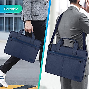 KCY Laptop Bag Case 13 13.3 14 Inch with Shoulder Starp, Waterproof Slim Computer Sleeve Compatible with MacBook Air 13 M1/M2, MacBook Pro 13/14, 13.5” Surface Laptop 5/4, Chromebook 14, Blue