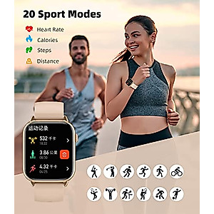 EGQINR Smart Watch (Answer/Make Call), 1.68" Fitness Tracker Smartwatch for Android iPhone with Blood Pressure Blood Oxygen Heart Rate Sleep Monitor Pedometer, IP67 Waterproof Smart Watches for Women