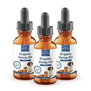 3-Pack - Rocco’s Natural Organic Hemp Oil for Dogs & Cats - Hemp Oil for Supporting Anxiety Relief, Hip & Joint Health, Pain, & Stress - Easy to Use, Hemp Oil for Pets with Omega 3, 6 & 9