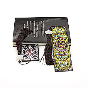 BHVXW DIY Diamond Painted Leather Bookmark with Tassel Book Logo 5D Diamond Embroidery