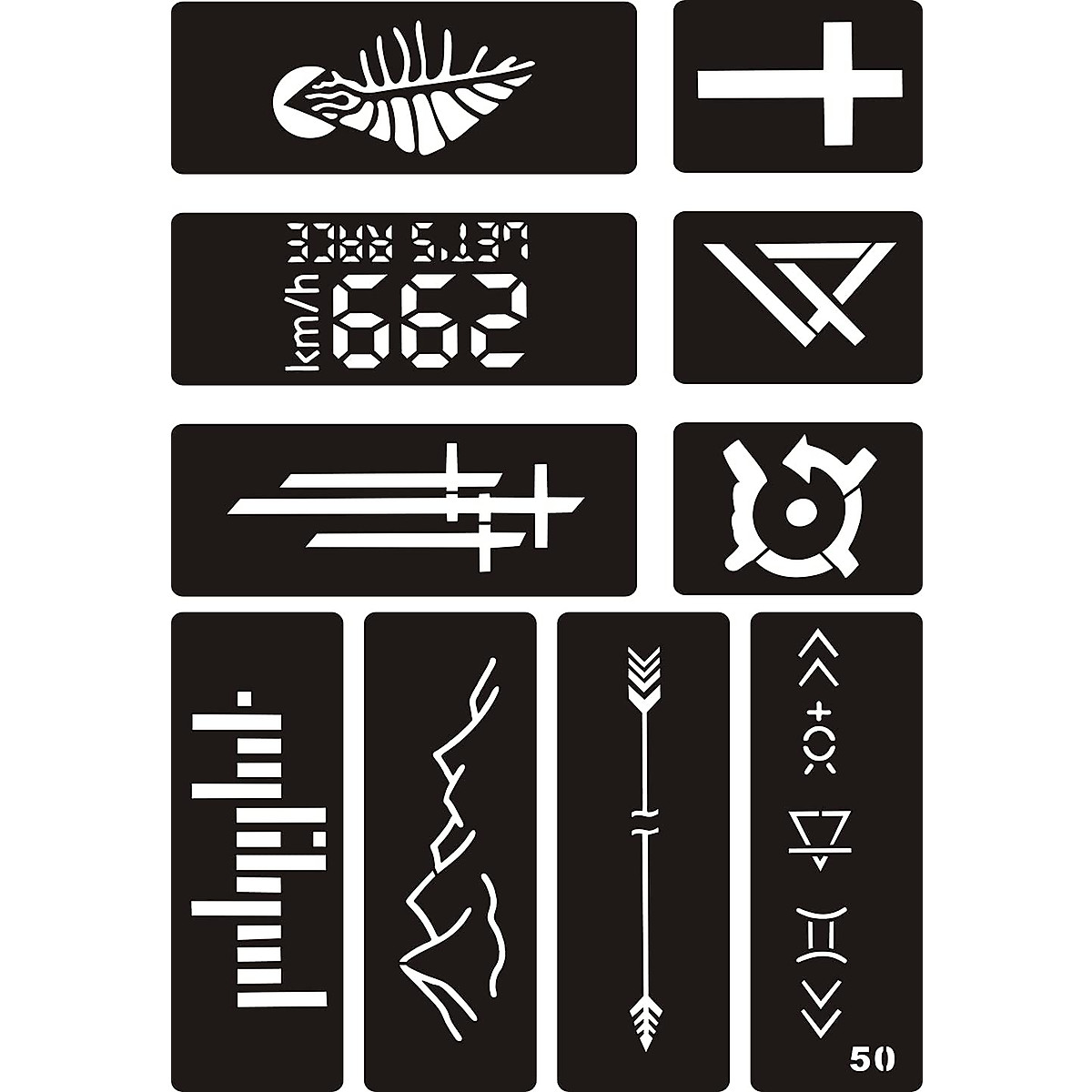 Kotbs 6 Sheets Henna Tattoo Stencil Kit, 52pcs Cross Sword Arrow Patterns Temporary Glitter Airbrush Tattoo Stencils Arabian Tattoo Stickers for Face Paint Body Art