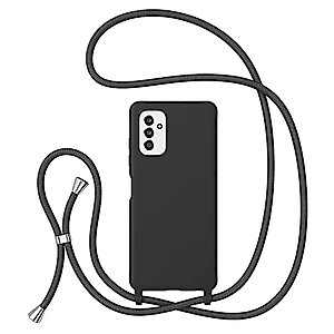 ZTOFERA Crossbody Case for Samsung Galaxy A13 5G with Lanyard Strap Adjustable Rope Liquid Silicone Soft Cover,Black