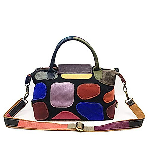 Colorful Geometric Contrast Patchwork Leather Crossbody Satchels Shoulder Bag Cute Backpack Bag for Women (handbag)