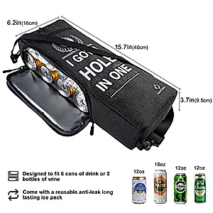 Golf Bag Cooler with Ice Pack, Golf Cooler Bag, Golf Beer Sleeve, Soft Golf Cart Cooler Bag, Holds 6 Beer Cans or 2 Bottles of Wine, Gift for Golf Lovers