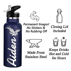 SRdrew Personalized Water Bottles, Custom Insulated Water Bottle with Name Logo Text Engraved for Men Women Boys Girls- 26oz/12oz(350ML/750ML)