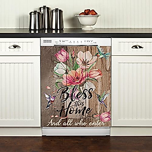 Greture Bless Home Flower Kitchen Dishwasher Magnet Cover, Family Flower Cabinet Appliances Refrigerator Decoration,Washing Machine Wallpaper M, Magnet 23 W x 26 H inch