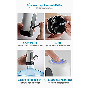 Amazing 7 Electric Water Bottle Pump, BPA Free Automatic Drinking Water Dispenser, USB Charging, Low Noise, Fits 5 Gallon 2.16-inch Neck Water Coolers (White 2)