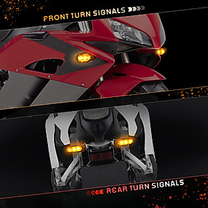 QUASCO 4PCS Universal Motorcycle Turn Signals, Front Rear LED Turn Signal Lights Amber Blinkers for Motorbike Scooter Quad Cruiser Off Road Turing