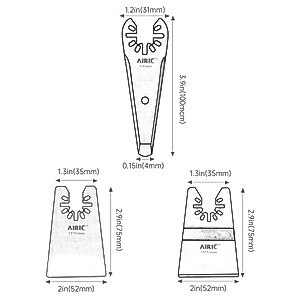 AIRIC Universal Rigid Scrapers 6pcs Kit, Tapered Scrapers and usual Scraper Multitool Blades, Compatible with Dewalt Fein Multimaster Porter Cable Black&Decker Dremel Rockwell etc. 1YQG6K