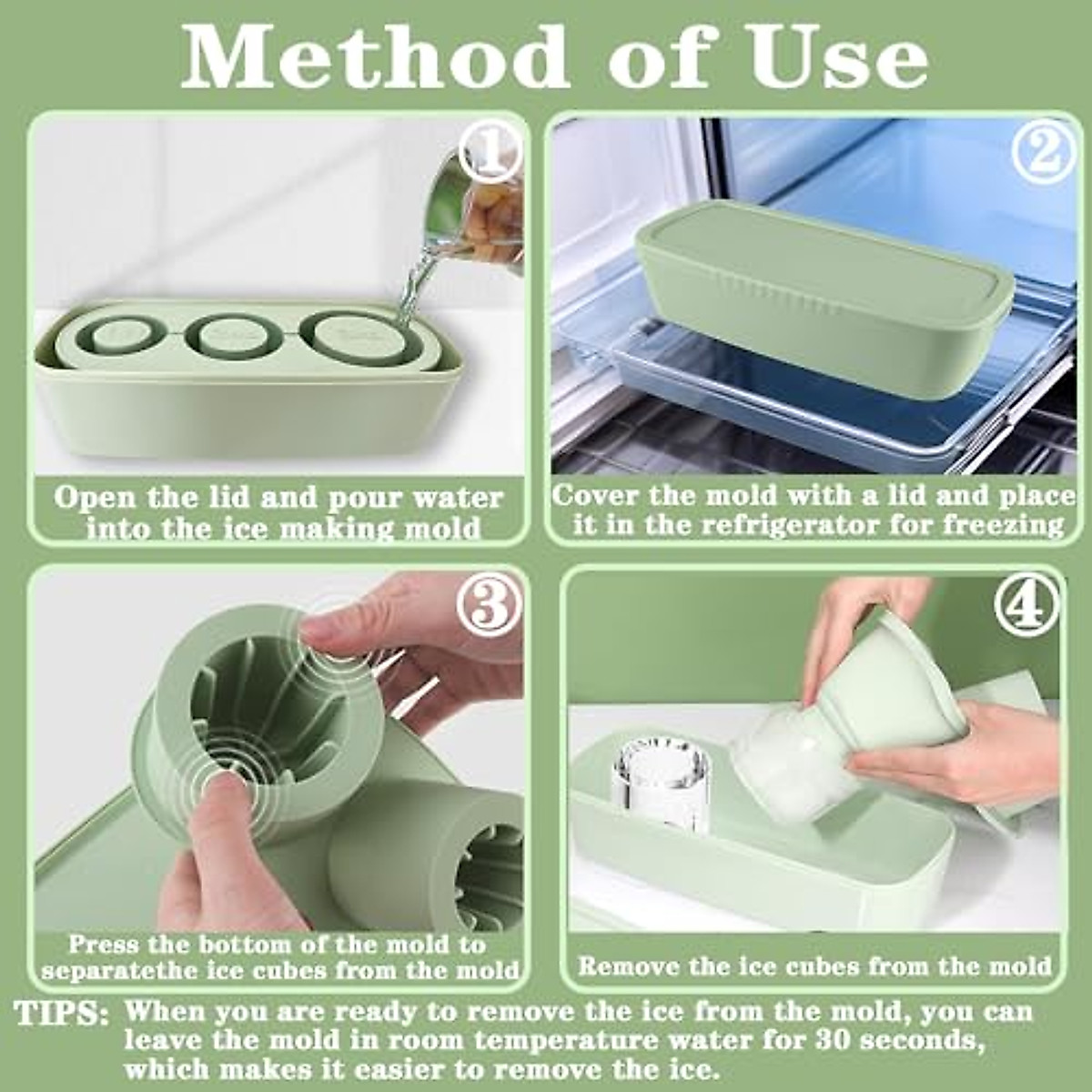 Ice Cube Tray For Stanley Cup 30-40 Oz,Silicone Stanley Ice Mold For Stanley Cup,Cylinder-Shaped Stanley Cup Ice Mold With Lid For Drinks, Coffee And Cocktails,Whiskey,Easy Fill And Release,BPA Free