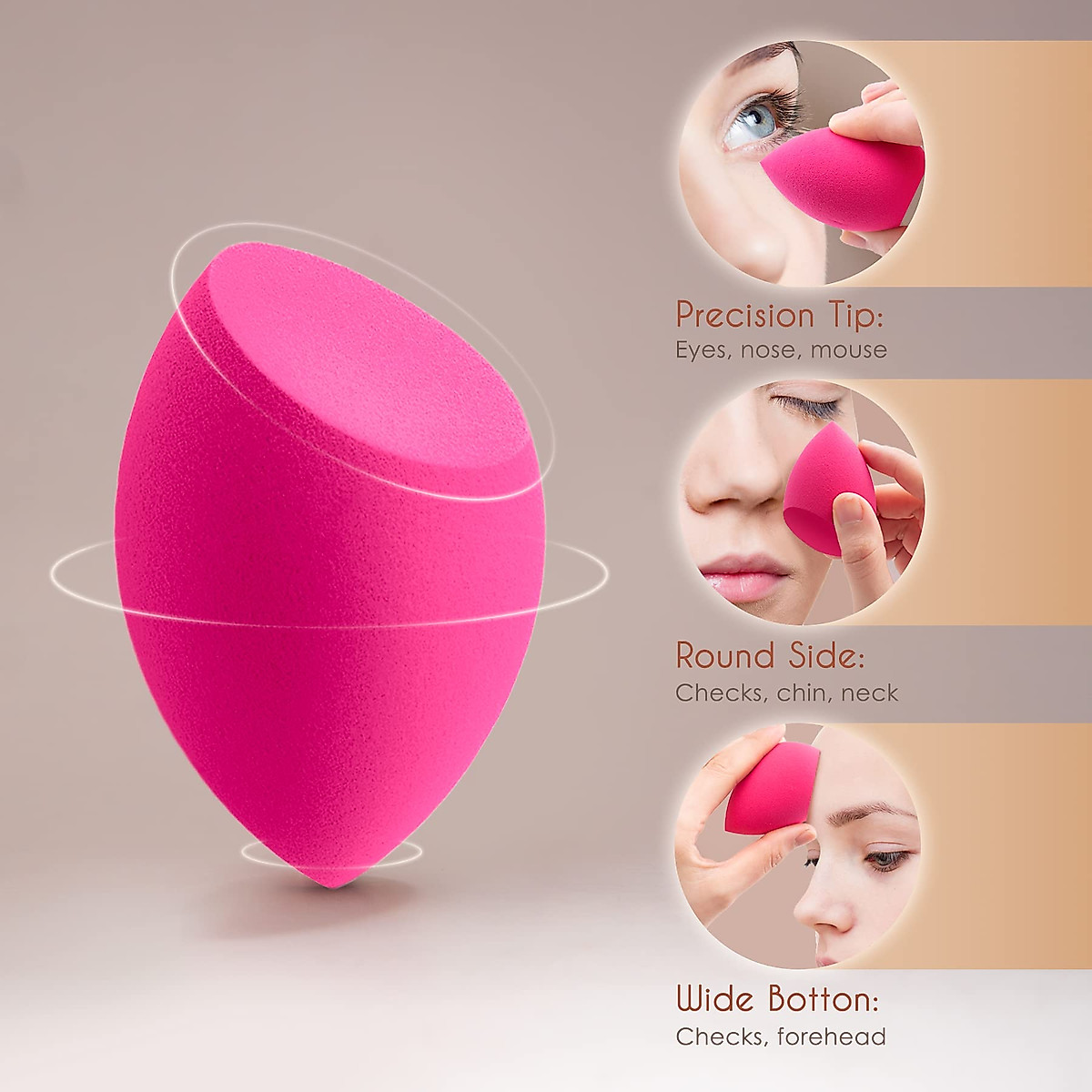 Makeup Sponge, Larbois 3-Pack Foundation Blender Beauty Sponge, Professional Make up Blending Sponge Dry & Wet Use for Powder Cream or Liquid (Red+Black+Purple)