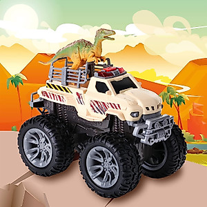 Dazmers Dinosaur Transport Monster Trucks Carrier with Lights and Sounds, Dino Truck Transporter Vehicle Toy, Jurassic Park Toys, Dinosaur Trucks for Boys 3 to 5 Years,