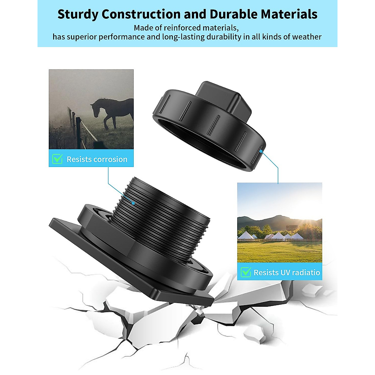 Stock Tank Float Valve, Stock Tank Drain Plug Kit for 50 70 100 150 300 Gallon Stock Tank, Leak-free Design, Use with 1MDB5,MDB6,MDB7,MDB8,1MDC1, for FG424288BLA FG424400BLA FG424500BLA FG424700BLA