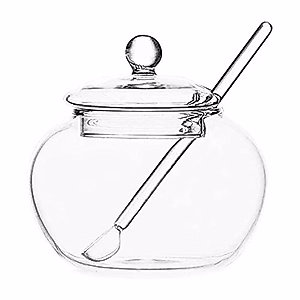 123Arts Clear Glass Sugar Bowl With Lid and Sugar Serving Spoon,8 ounces