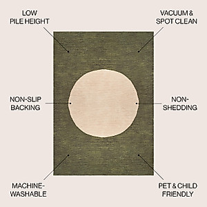 JONATHAN Y WSH113B-9 Cirkel Minimalist Geometric Dot Machine-Washable Indoor Area-Rug, Scandinavian, Modern, Bohemian Easy-Cleaning,Bedroom,Kitchen,Living Room,Non Shedding, Green/Cream, 9 X 12