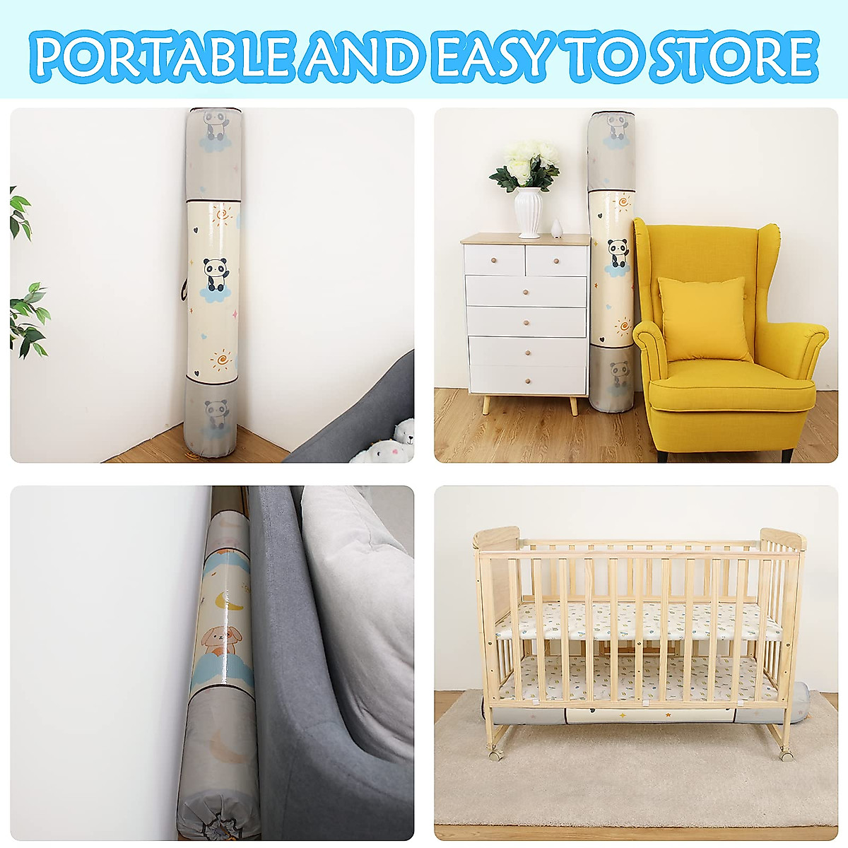 Bubbtots Baby Play Mat, Large and Reversible Waterproof Padded Foam Playmat for Babies and Toddlers, Animals and Nature, 69"x59"x0.6"