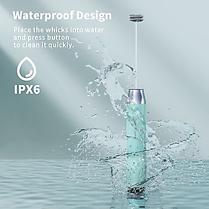 Maestri House Rechargeable Milk Frother with 3 Heads, Handheld Electric Foam Maker Waterproof Detachable Stainless Steel Whisk Drink Mixer Foamer with Stand for Lattes, Cappuccino, Egg