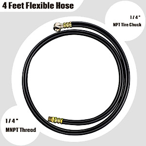 Peryiter Air Tank Repair Kit Including Safety Valve, 0-200 PSI Pressure Gauge and 4 Feet Air Tank Hose Assembly Kit for Portable Carry Tank(3 Pcs)