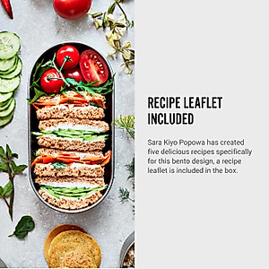 BLACK + BLUM Stainless Steel Bento Box | Plastic Free, Leak-Proof, 2-Compartment Lunch Box with Travel Fork and Bamboo Chopping Board Lid for Packing Healthy and Delicious Food | 34 oz / 1000 ml