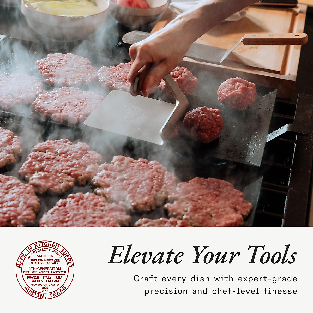 Made In Cookware - Carbon Steel Griddle + Grill Press - (Like Cast Iron, but Better) - Professional Cookware - Crafted in Sweden - Induction Compatible