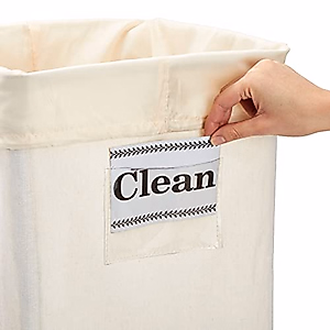 5 Piece Large Collapsible Laundry Hamper with 2 Removable Liner Bags and Folding Frame (Beige, 13 x 23 In)