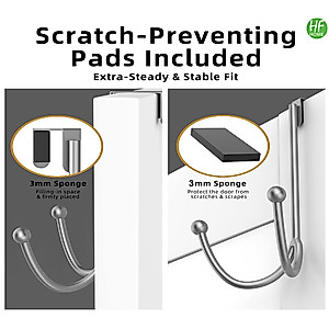 HFHOME 2Packs Over The Door Double Hanger Hooks, Metal Twin Hooks Organizer for Hanging Coats, Hats, Robes, Towels- Silver