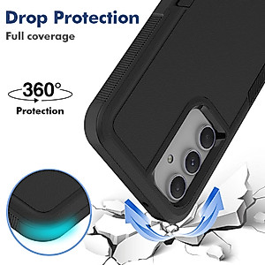 for Samsung Galaxy S23 FE Case: Dual Layer Protective Heavy Duty Cell Phone Cover Shockproof Rugged with Screen Protector - Military Protection Bumper Tough - Samsung Galaxy S23 FE 5G 2023, Black